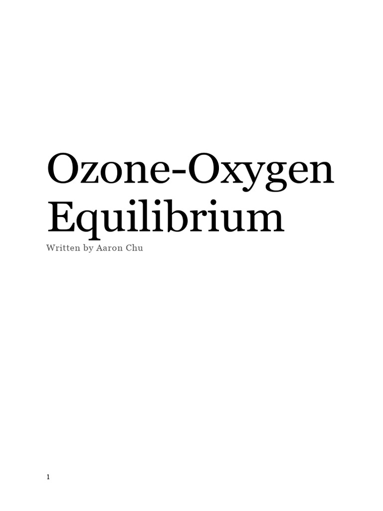 Ozone-Oxygen Equilibrium copy | PDF | Reaction Rate | Chlorofluorocarbon