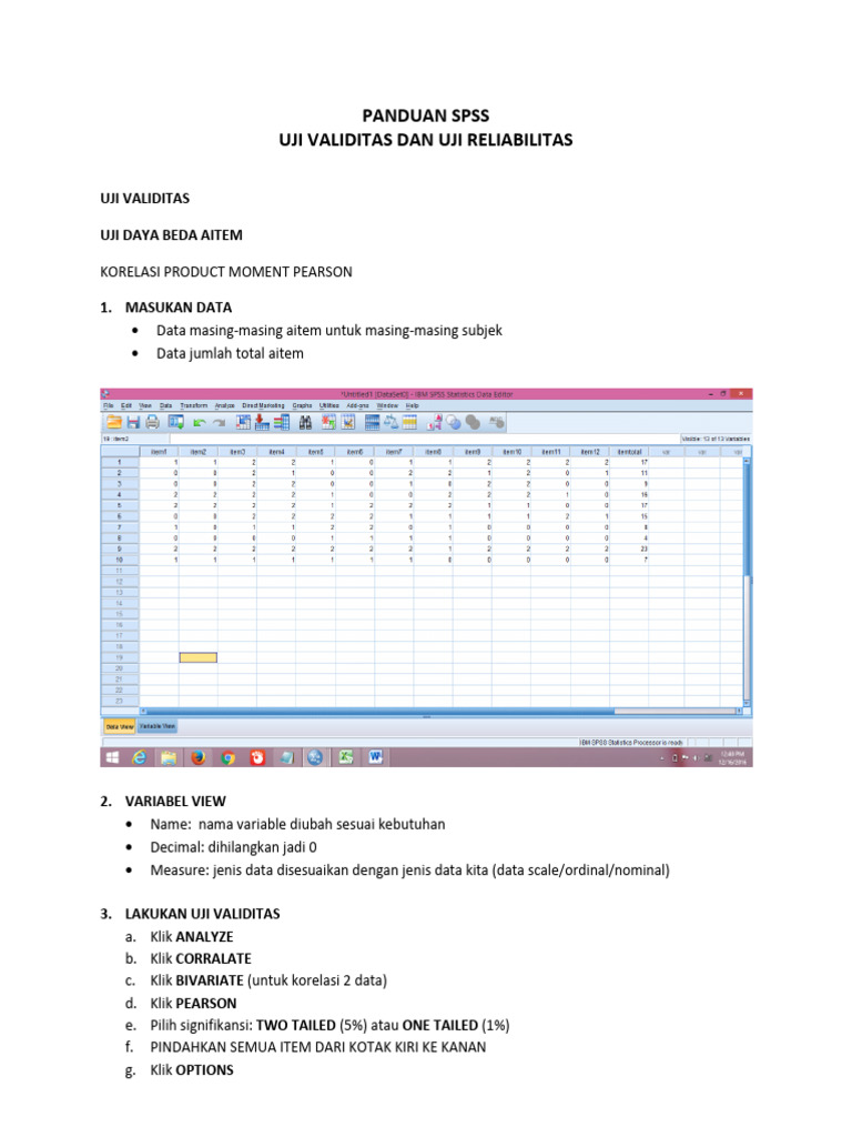 Praktek Uji Validitas Uji Reliabilitas Skala Psi | PDF | Komputer | Teknologi & Rekayasa