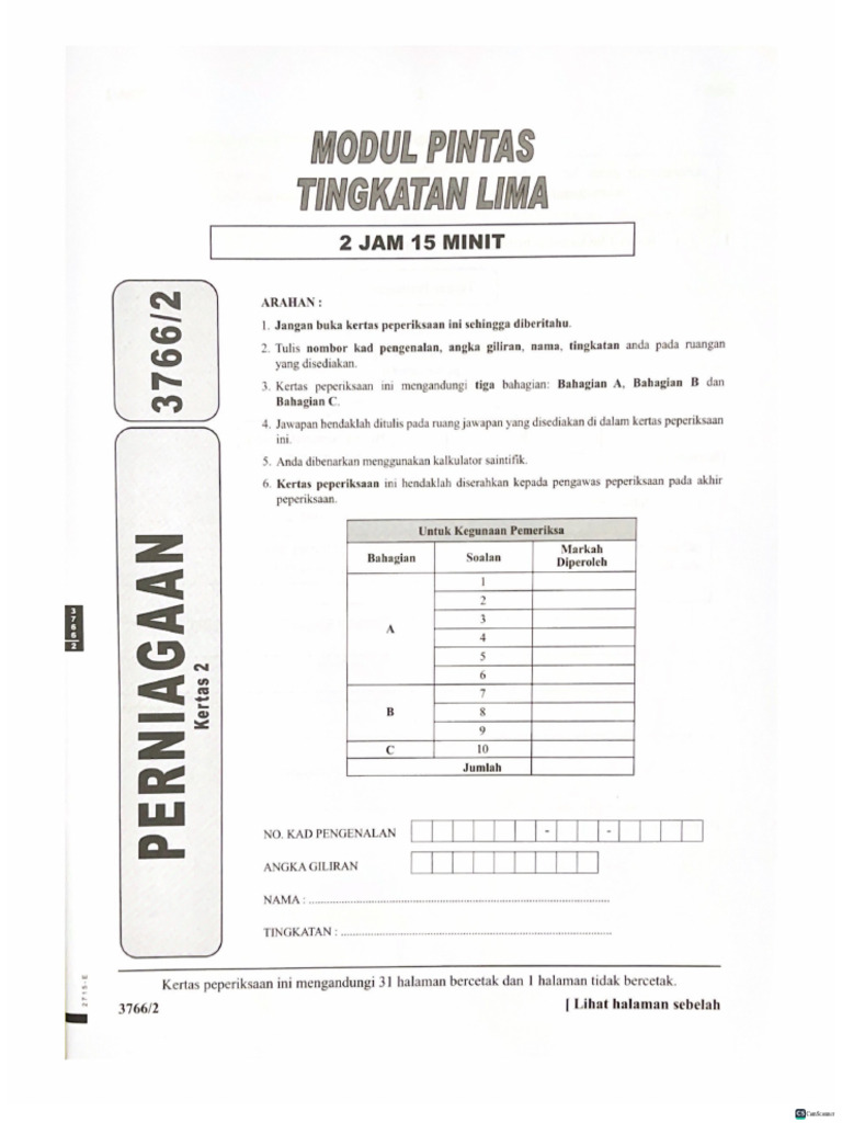 Perniagaan K2 Set 1 Selangor 2023 | PDF