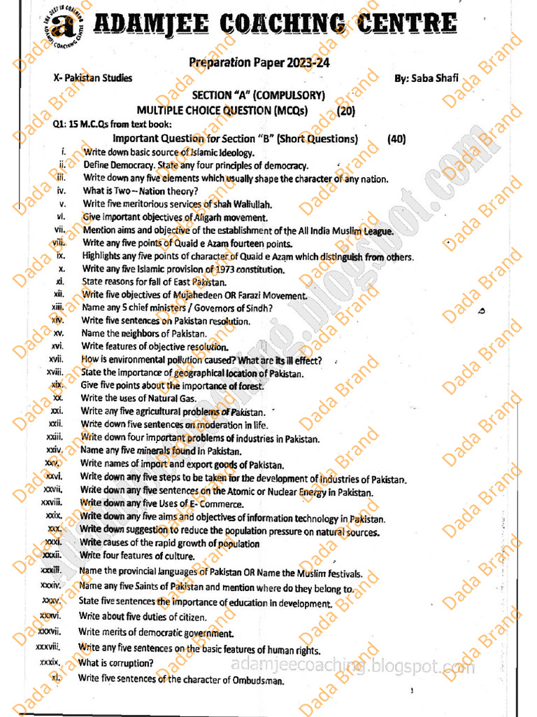 Pst X Class Preparation Paper 2024-Stylish King Official ? | PDF