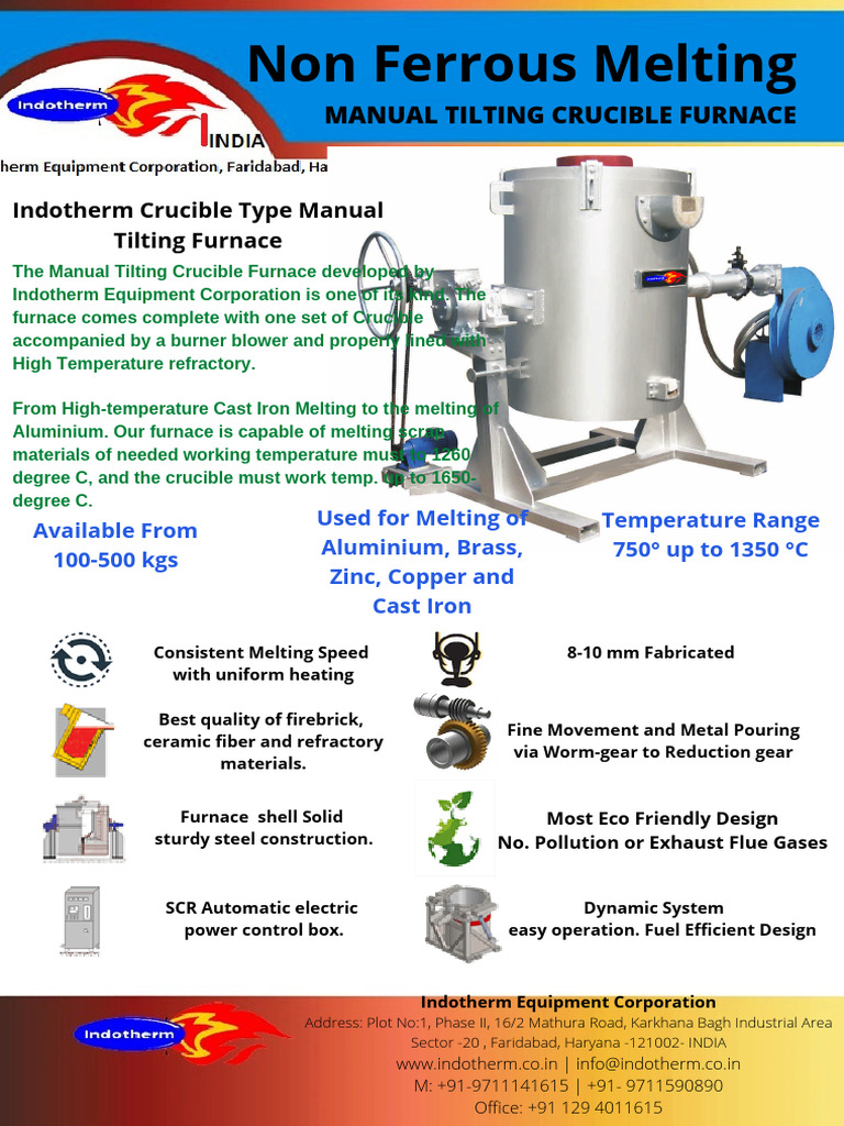 Indotherm Manual Tilting Crucible Furnace | PDF | Non Ferrous Metal ...