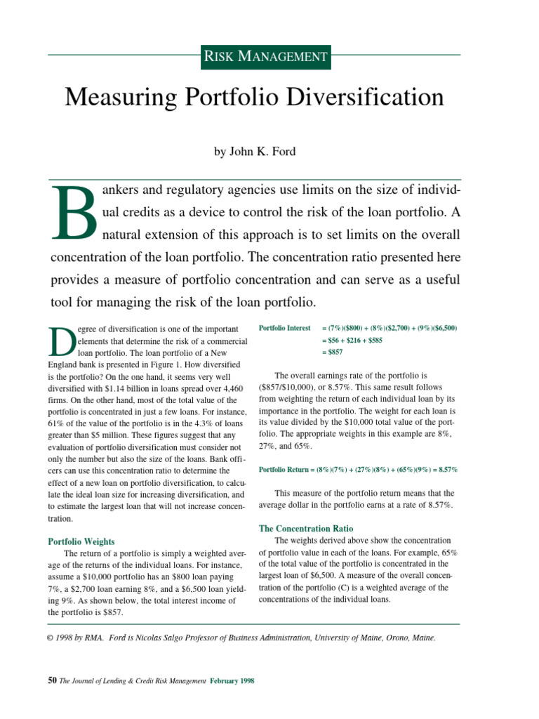 Measuring Portfolio Diversification | PDF | Diversification (Finance) | Portfolio (Finance)
