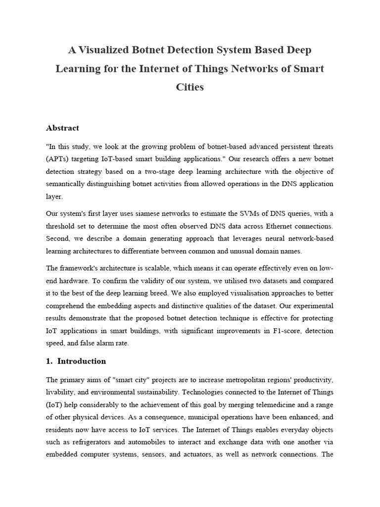 A Visualized Botnet Detection System Based Deep Learning For The Internet of Things Networks of ...