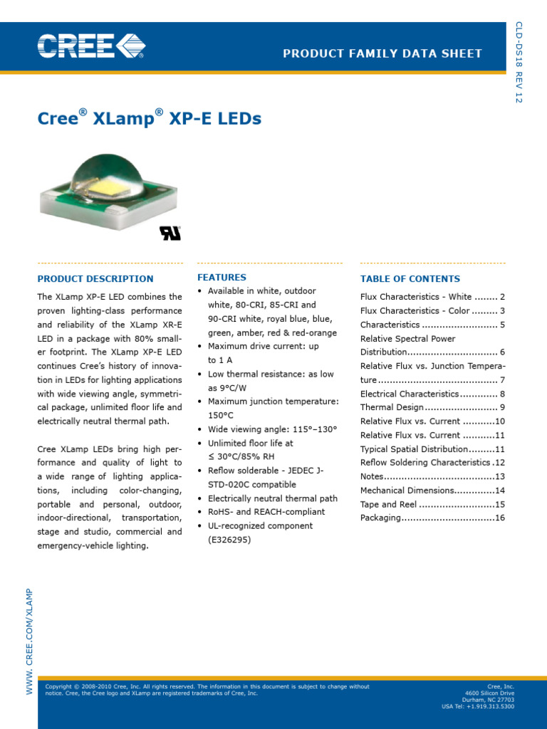 CREE Xlampxp-E | PDF | Light Emitting Diode | Color