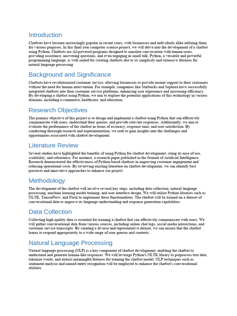 Exploring Chatbot Development Using Python a Final Year Computer ... Exploring Chatbot Development Using Python a Final Year Computer ...