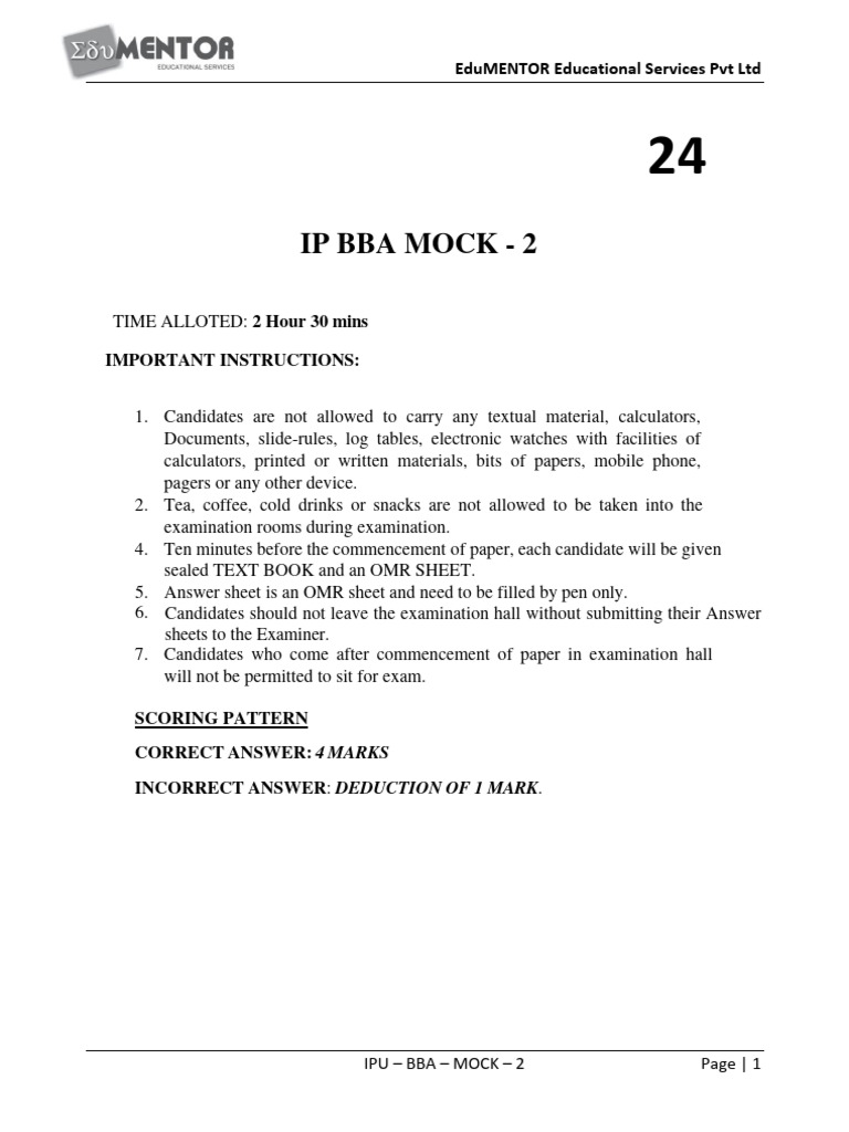 IP BBA Mock 2 | PDF | Question | Argument