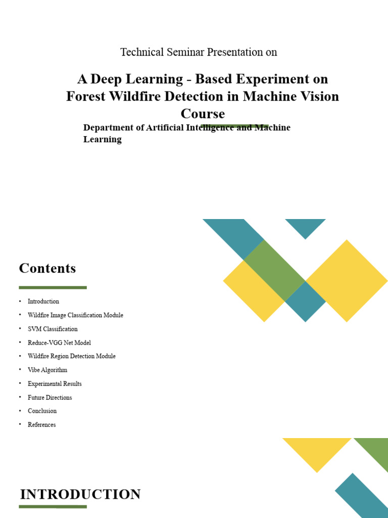 Technical Seminar (Wildfire) | PDF | Support Vector Machine | Computer Vision