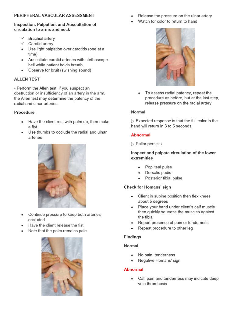 Peripheral Vascular Assessment | Download Free PDF | Vein | Pulse Peripheral Vascular Assessment | Download Free PDF | Vein | Pulse