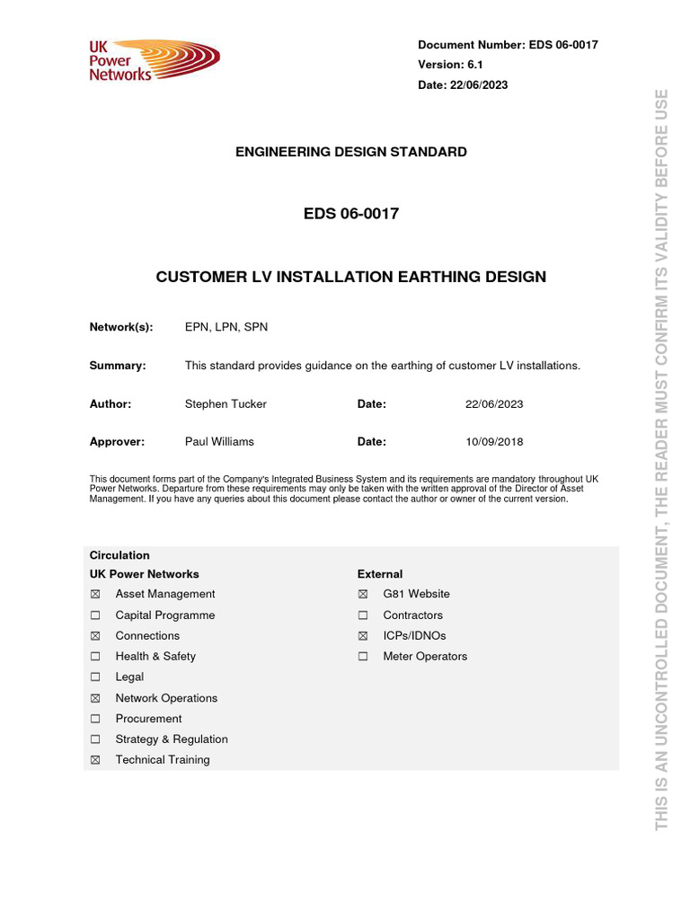 Lv-Installation-Earthing-Design Eds-06-0017-Customer | PDF | Electric ...