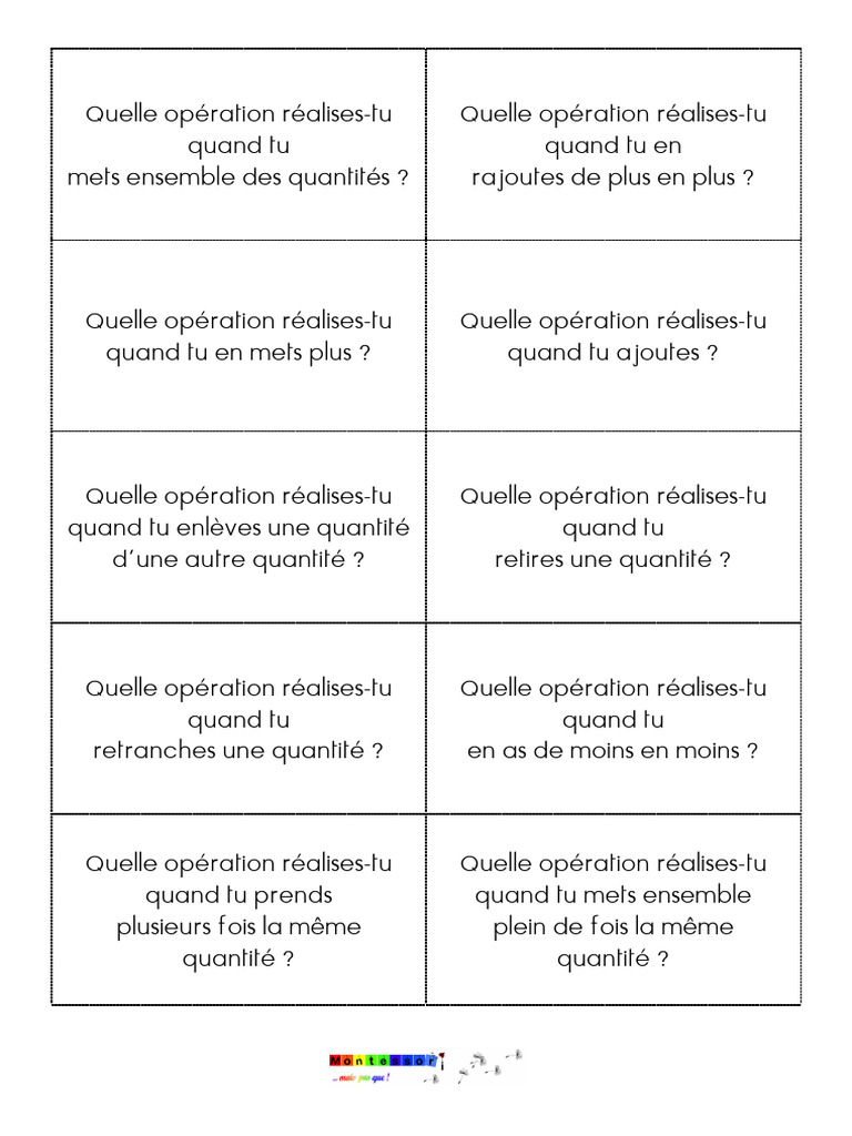 Choisir la bonne opération mathématique | PDF | Division | Multiplication