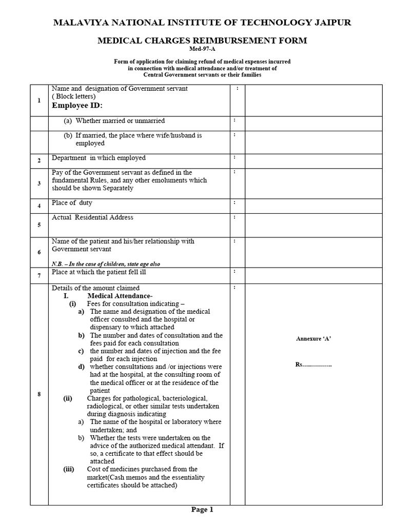 Medical Reimbursement Claim Form 97-A | PDF | Hospital | Physician