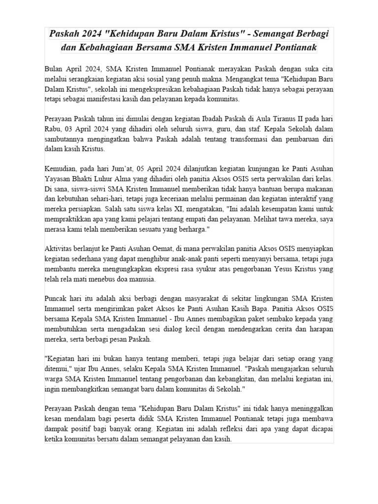 Redaksi Paskah 2024 SMA Regu | PDF