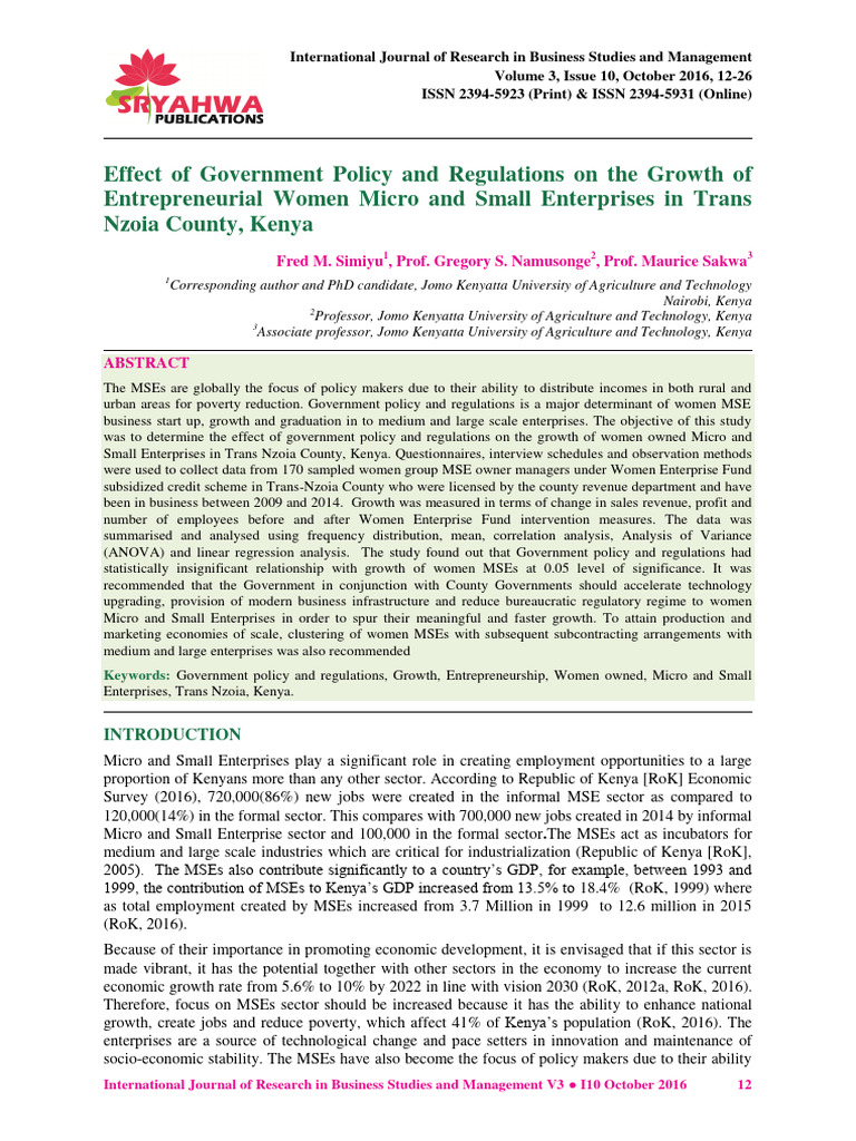 Effect of Government Policy and Regulations On The Growth of ...
