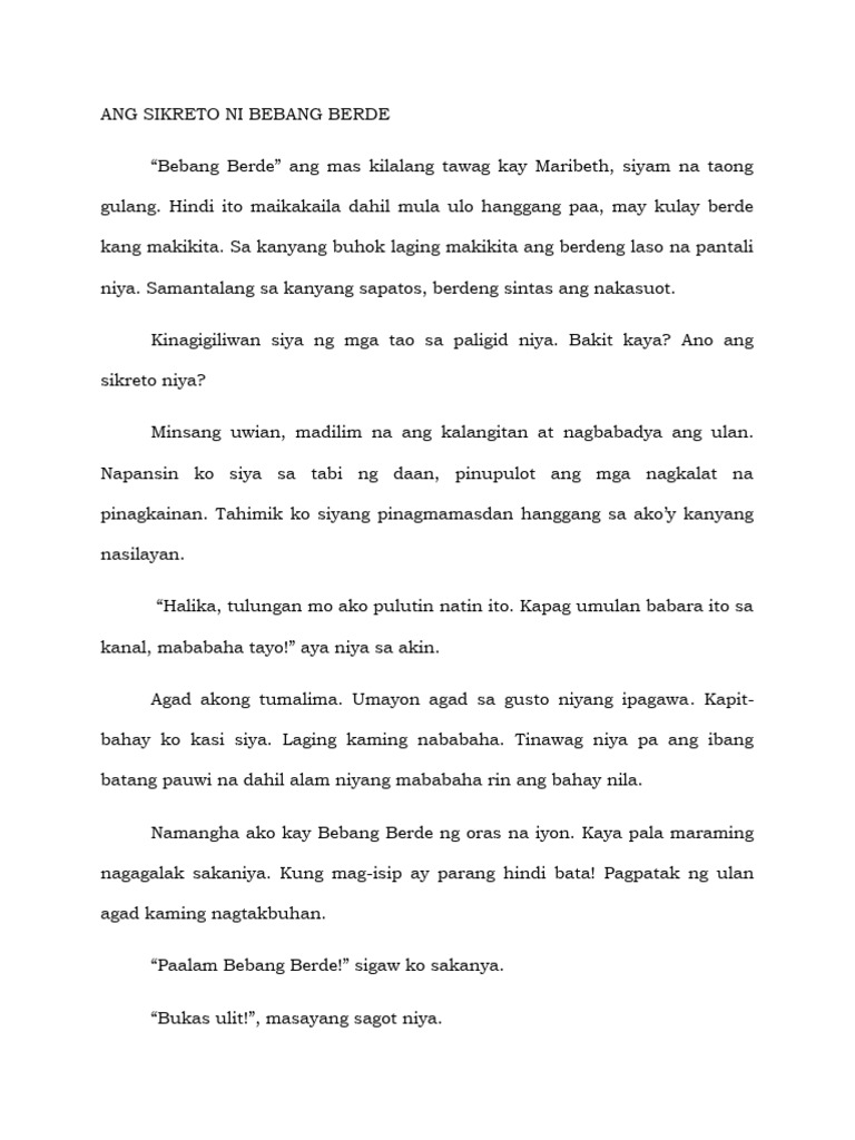 Ang Sikreto Ni Bebang Berde | PDF