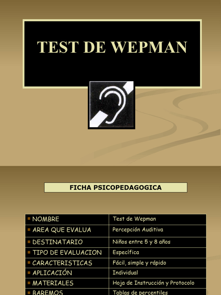 Test de Wepman: Evaluación Auditiva Infantil | PDF