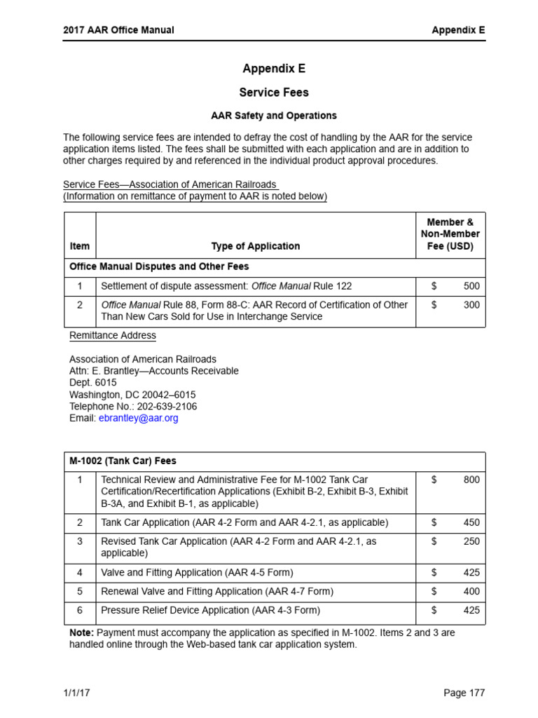 AAR Service Fees Overview 2017 | PDF | Locomotives | Audit