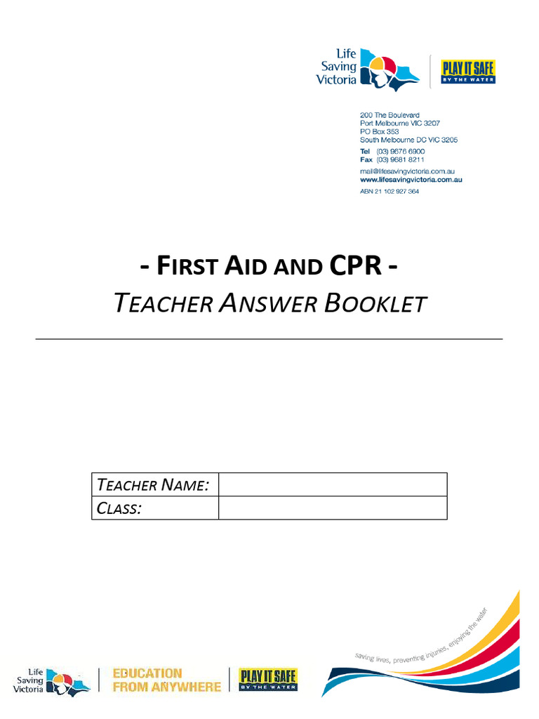 First Aid and CPR Teacher Answer Booklet | PDF | Cardiopulmonary ...