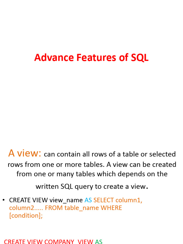 Advanced SQL | Download Free PDF | Database Index | Data