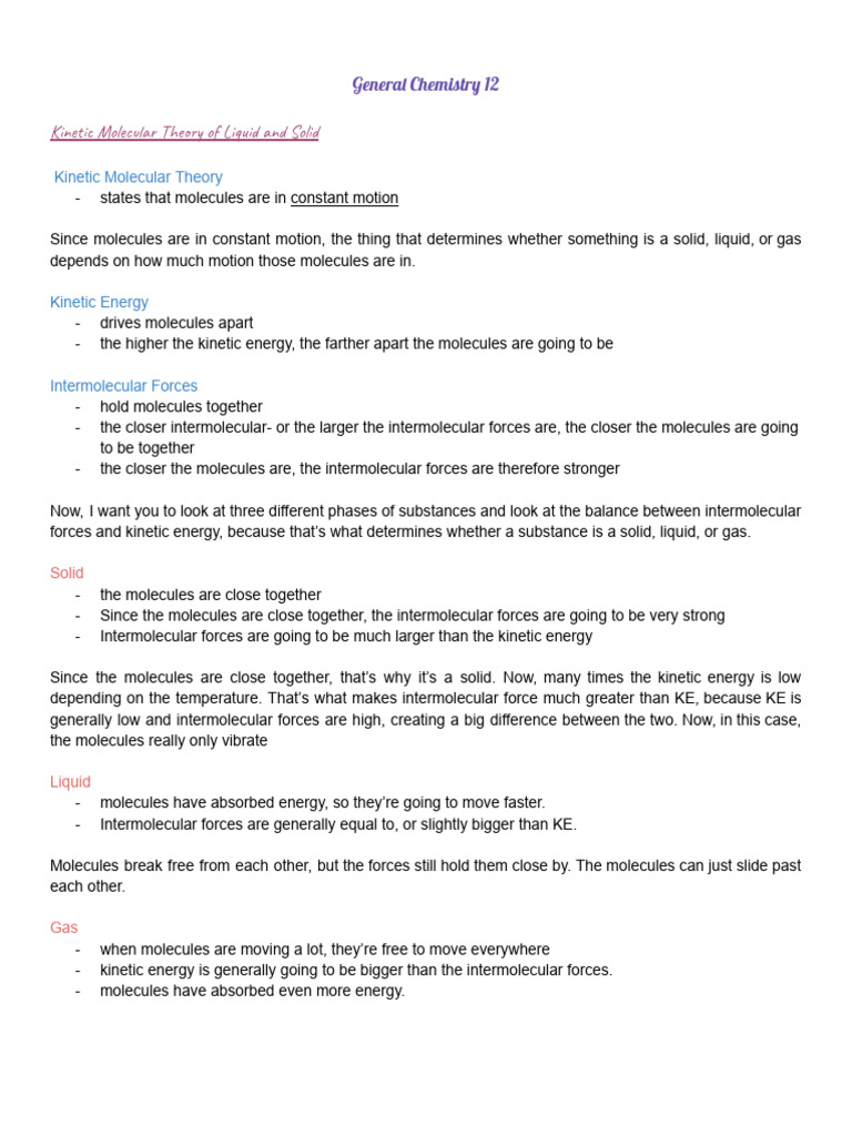 Gen Chem Outline PDF | PDF | Gases | Liquids
