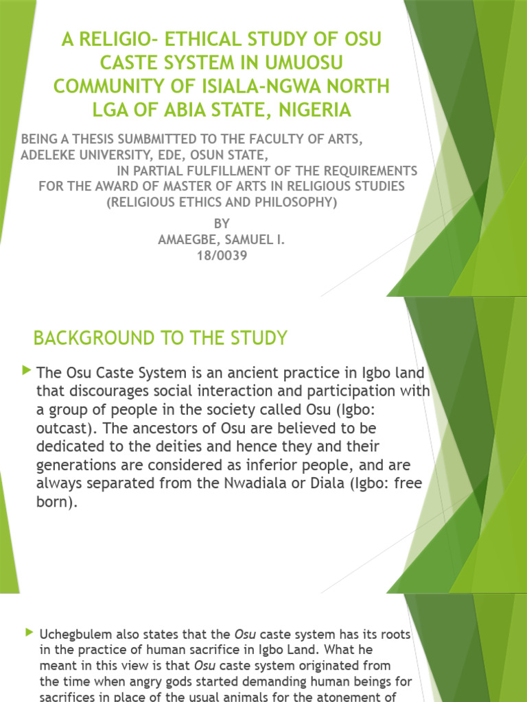 A Religio - Ethical Study of Osu Caste System | Download Free PDF ...