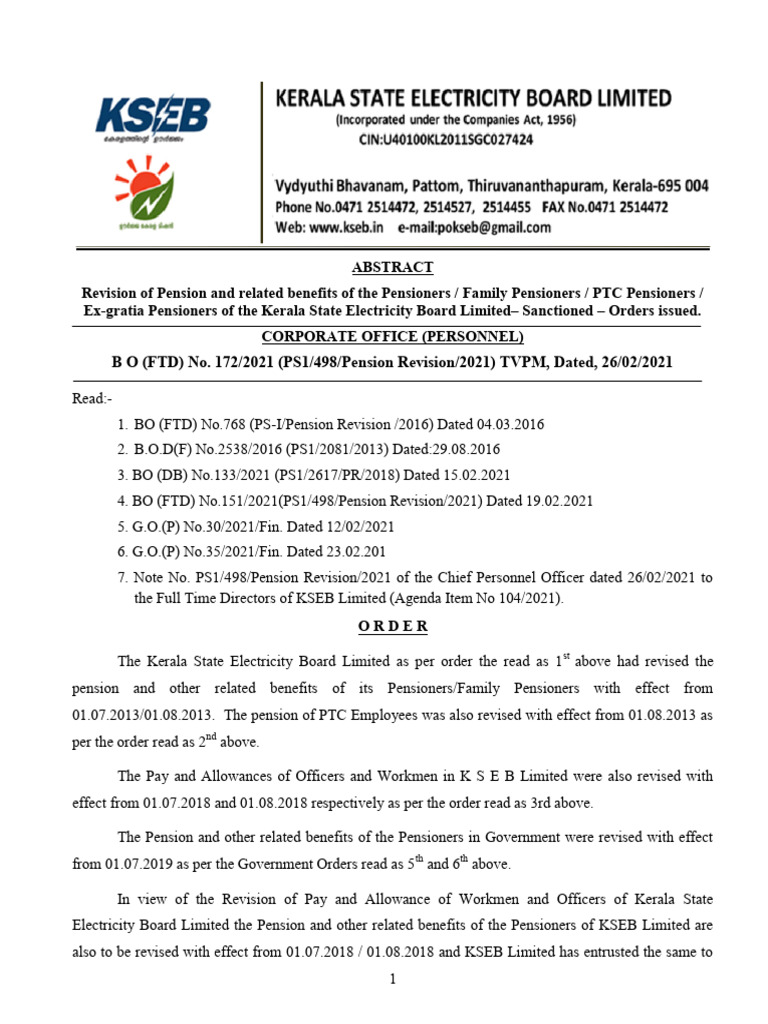 Revision of Pension - Ksebl-2021 | PDF | Pension | Retirement