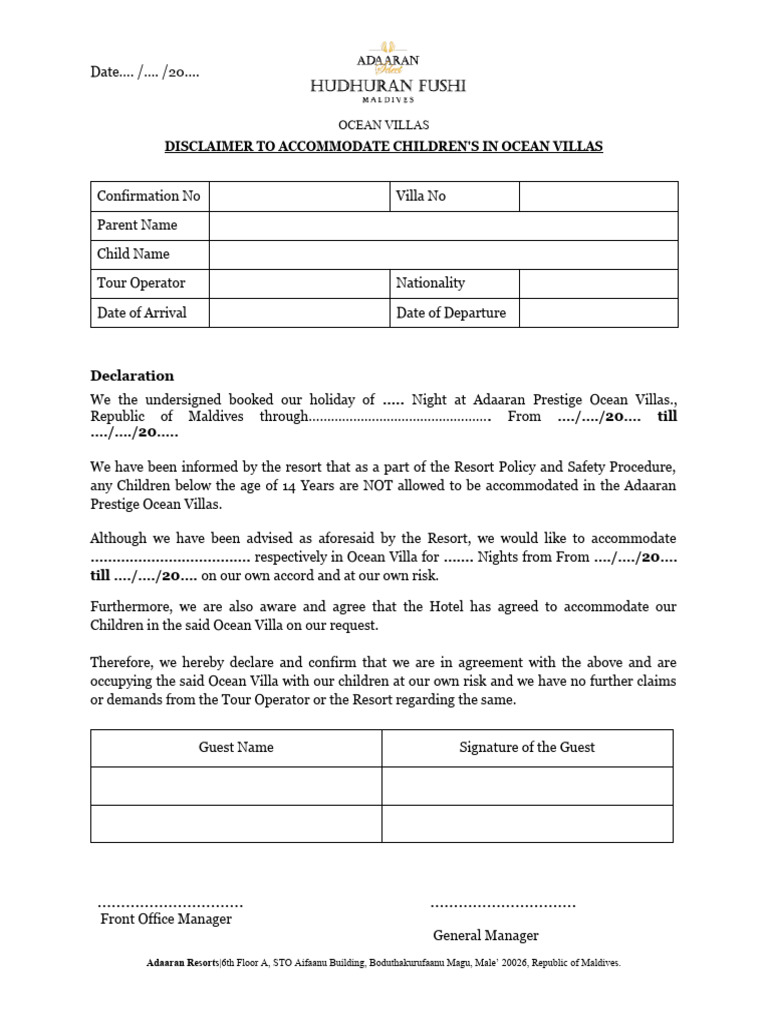 CHILD DISCLAIMER 2021 | PDF