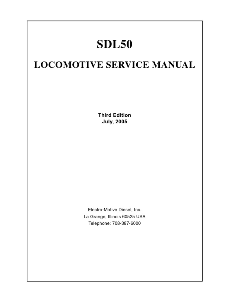 SDL50 Service Manual | PDF | Engines | Locomotives