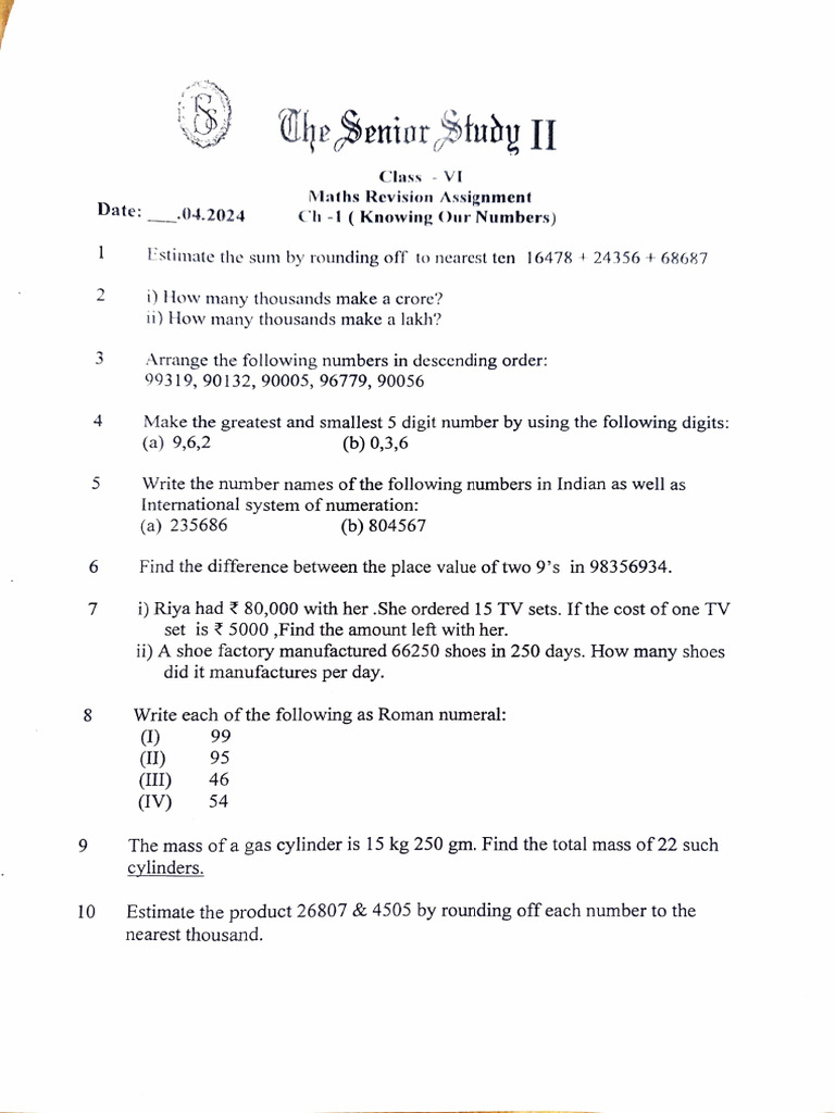 Ch 1 maths revision assignment | PDF Ch 1 maths revision assignment | PDF