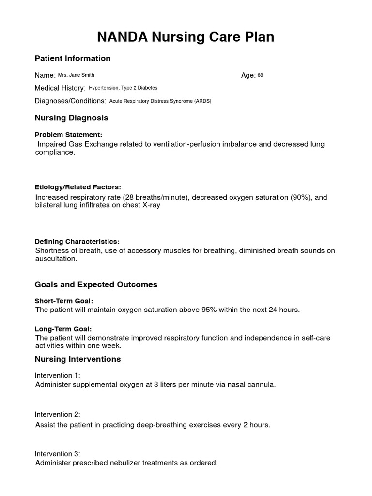 Nanda Nursing Care Plan Sample | PDF | Wellness