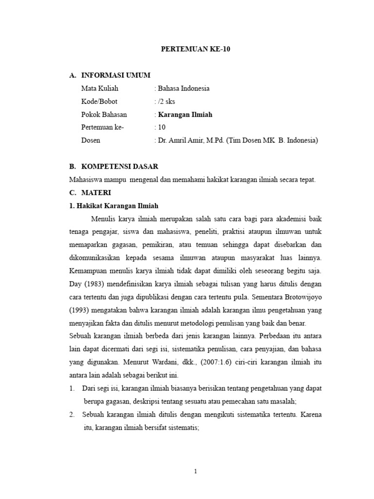 Pertemuan Ke-10 - Karangan Ilmiah | PDF
