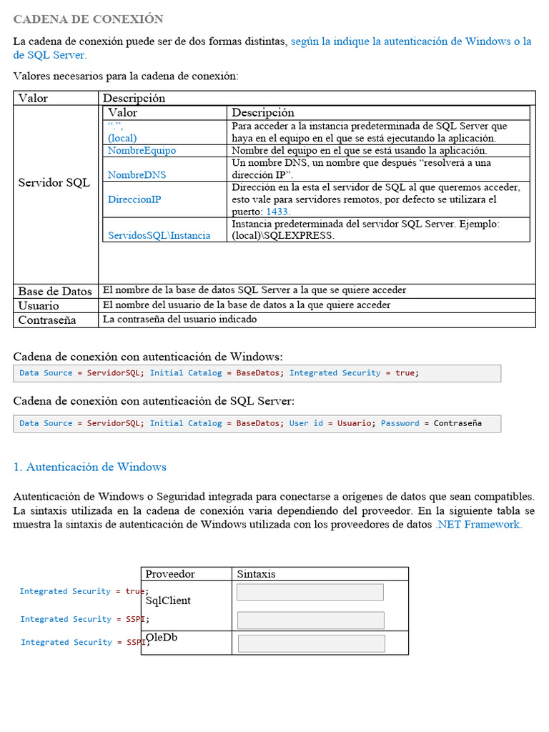Cadena Conexion | PDF | Servidor SQL de Microsoft | Autenticación