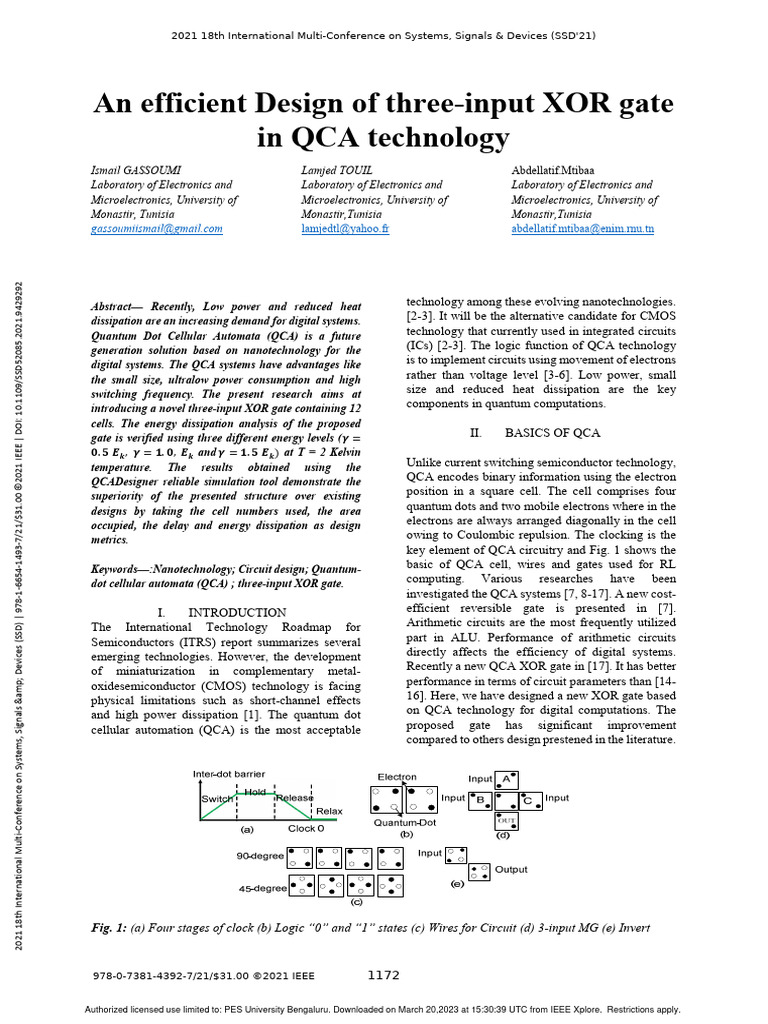 An Efficient Design of Three-Input XOR Gate in QCA Technology | PDF ... An Efficient Design of Three-Input XOR Gate in QCA Technology | PDF ...