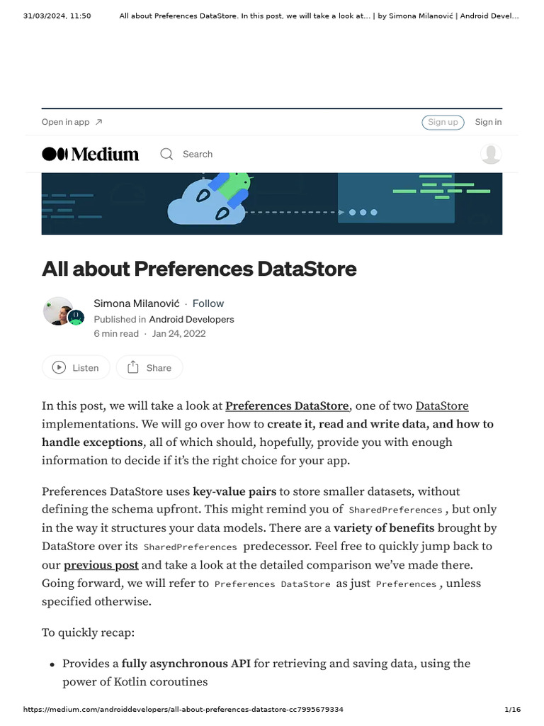 All About Preferences DataStore. in This Post, We Will Take A Look at - by Simona Milanović ...