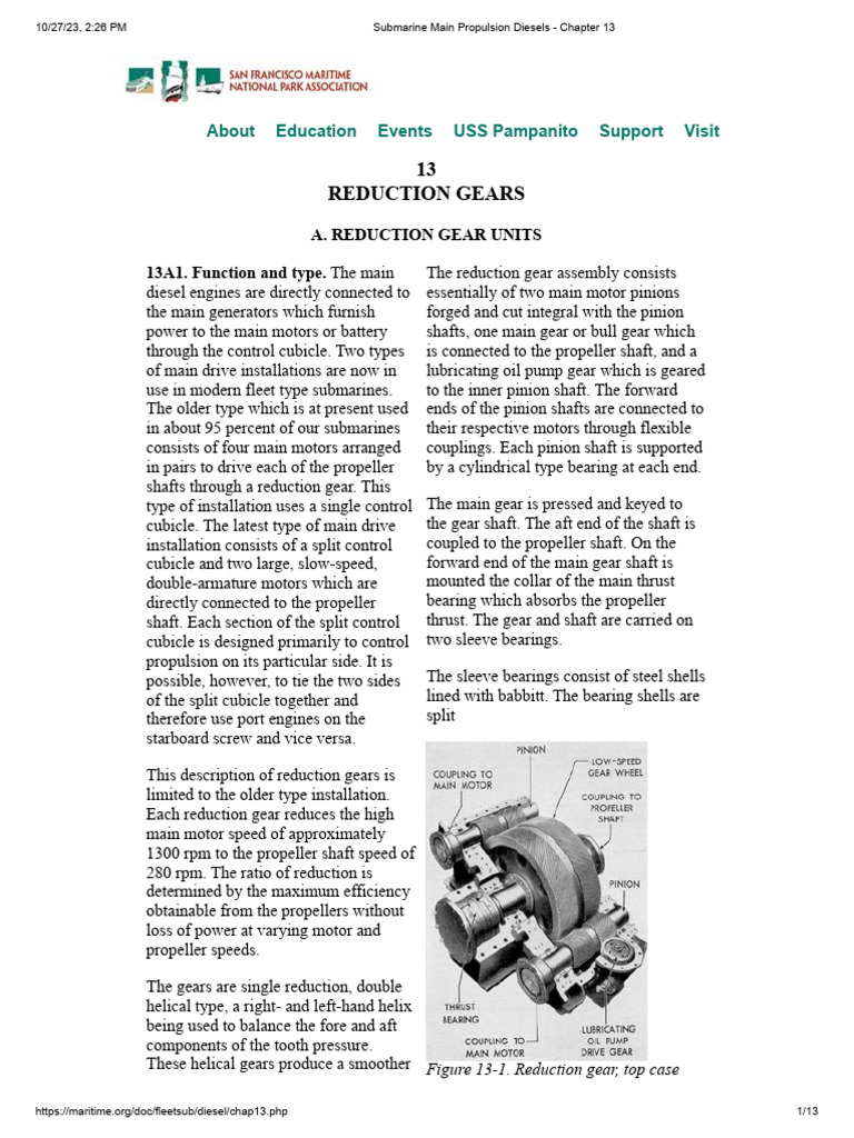 Submarine Main Propulsion Diesels - Chapter 13 | PDF | Propeller | Gear