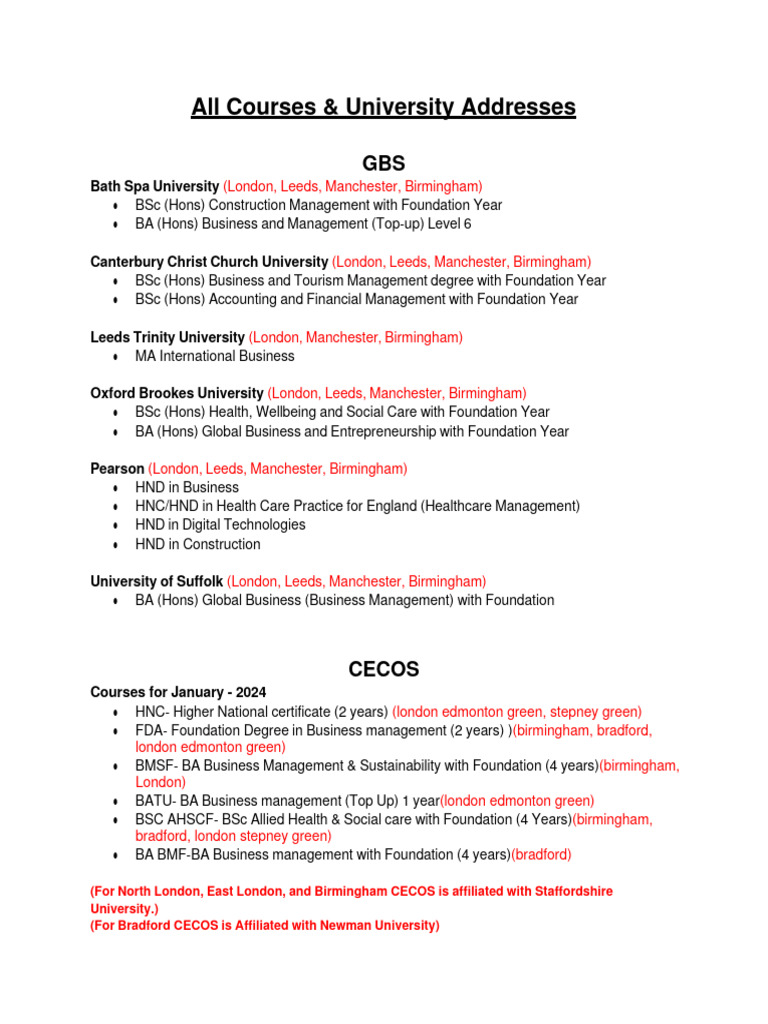 Courses and Colleges | PDF | Titles | Qualifications