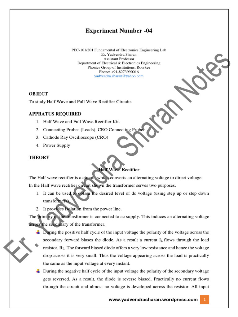 Half Wave and Full Wave Rectifier Study | PDF | Rectifier | Diode