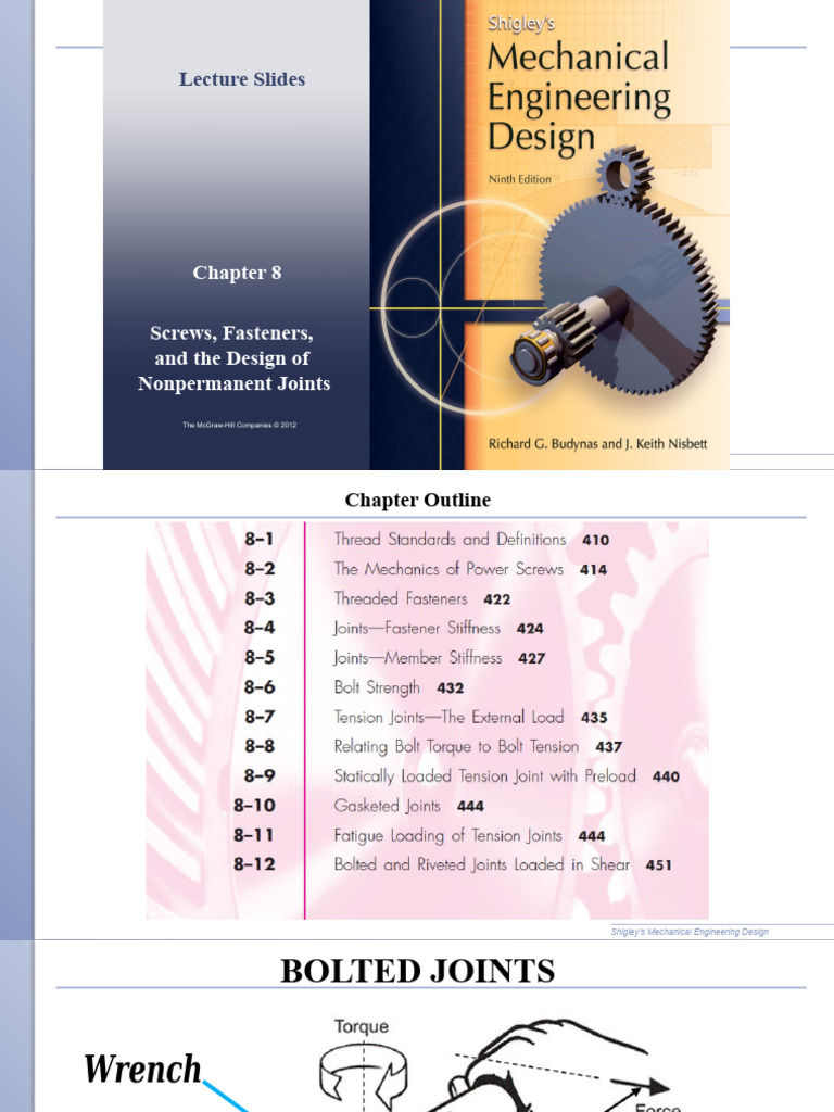 Ch 8 Slides - Boltedjoint Updated Version | PDF | Screw | Mechanical ...