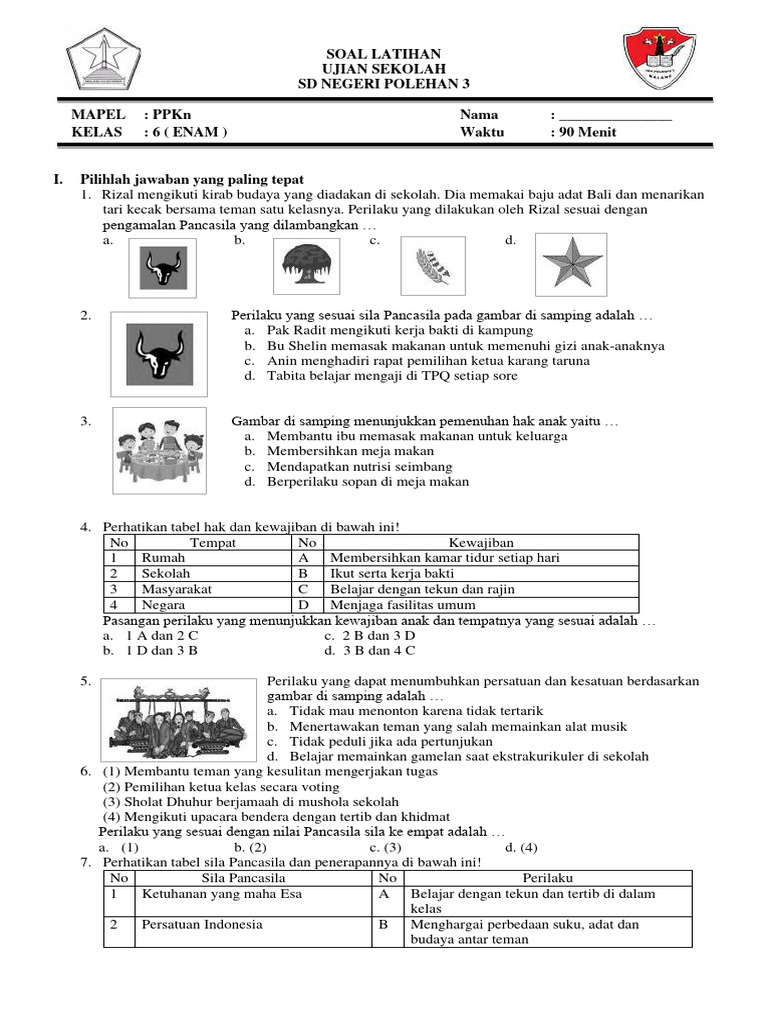 Latihan Soal Us PKN | PDF | Seni & Disiplin Bahasa | Kesehatan Holistik