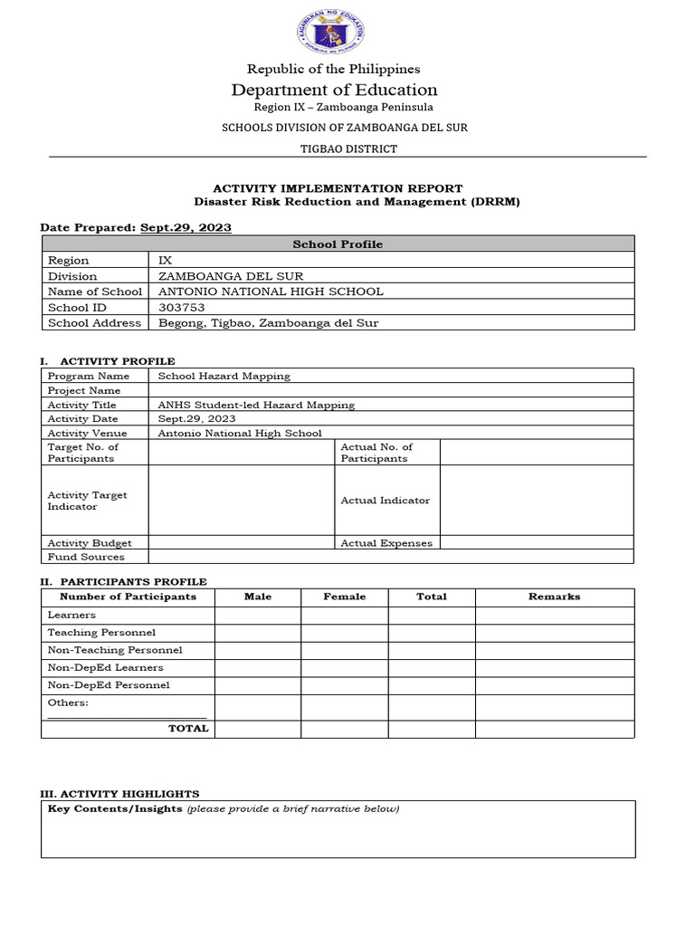 Form 07 Activity Implementation Report | PDF | Business