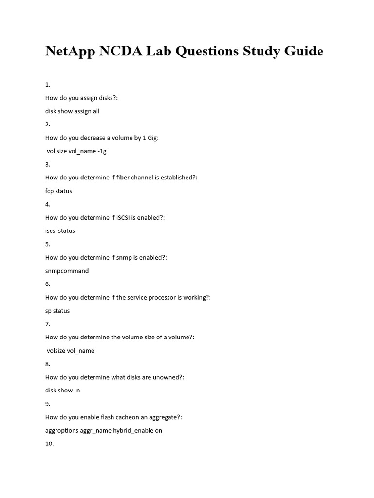 Netapp Ncda Lab Questions Pdf Telecommunications Computing
