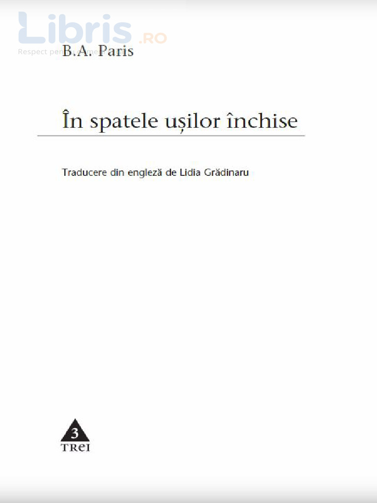 In Spatele Usilor Inchise - B.A. Paris | PDF