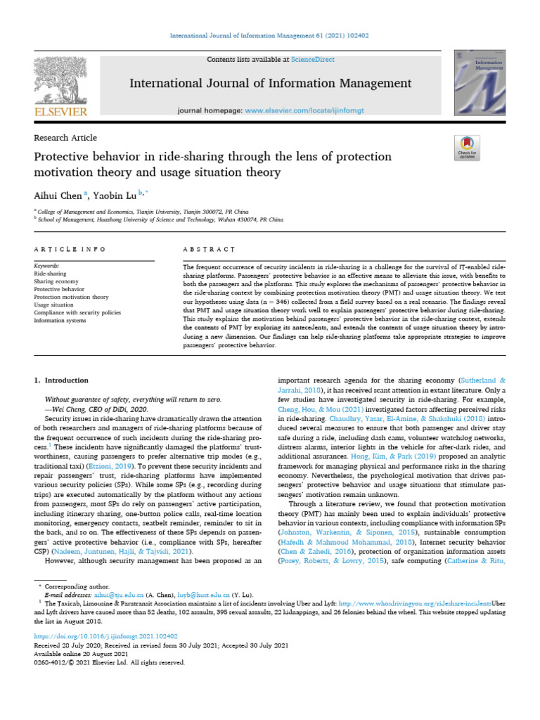 Protective Behavior in Ride-Sharing Through The Lens of Protection ...