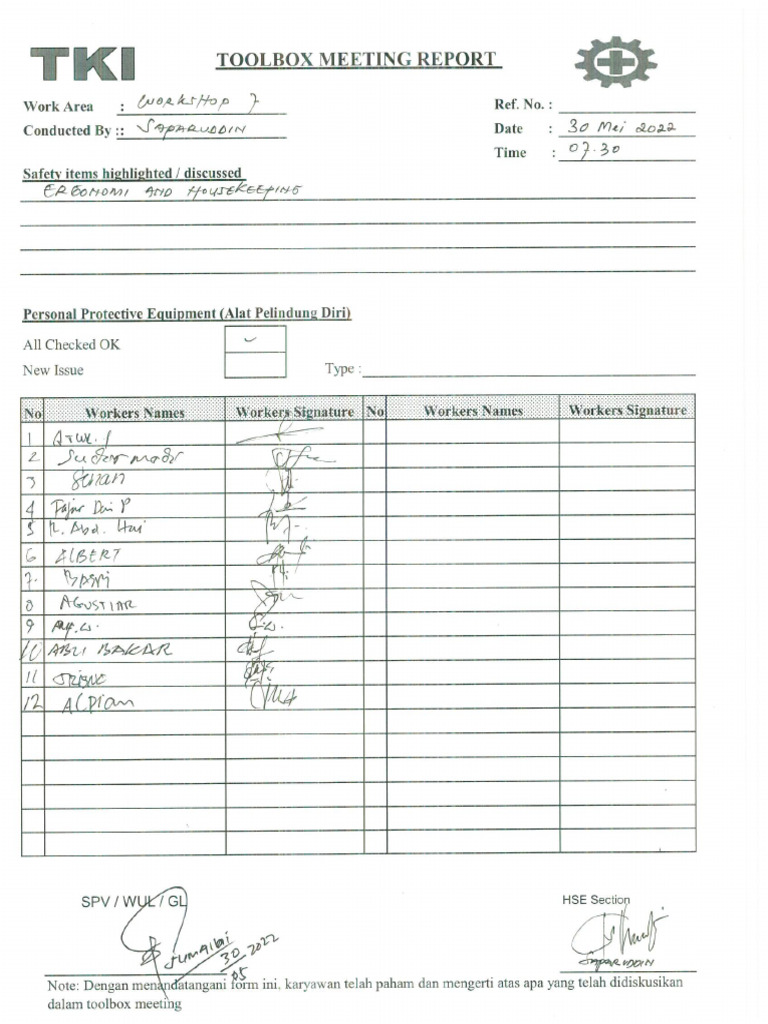 Daily Toolbox Meeting | PDF