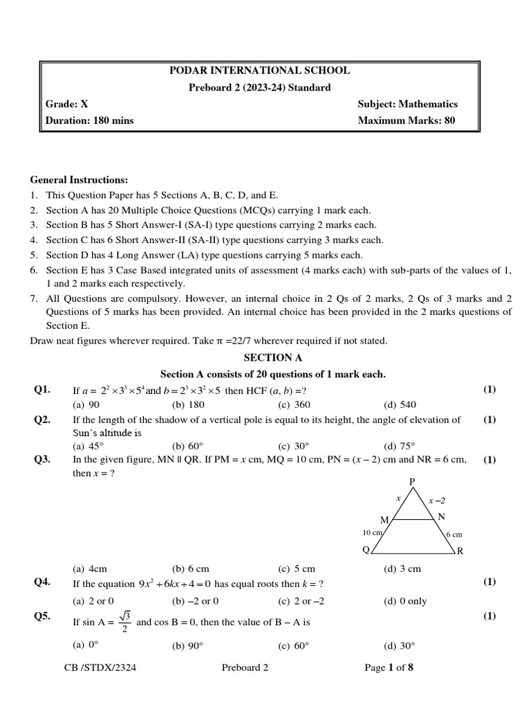 Maths Standard | PDF | Circle | Quadratic Equation