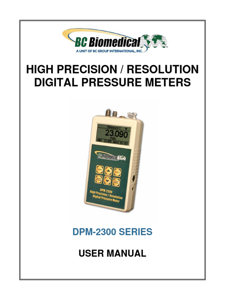 Digital Pressure Meter - DPM 2300 | PDF | Pascal (Unit) | Analogue ...