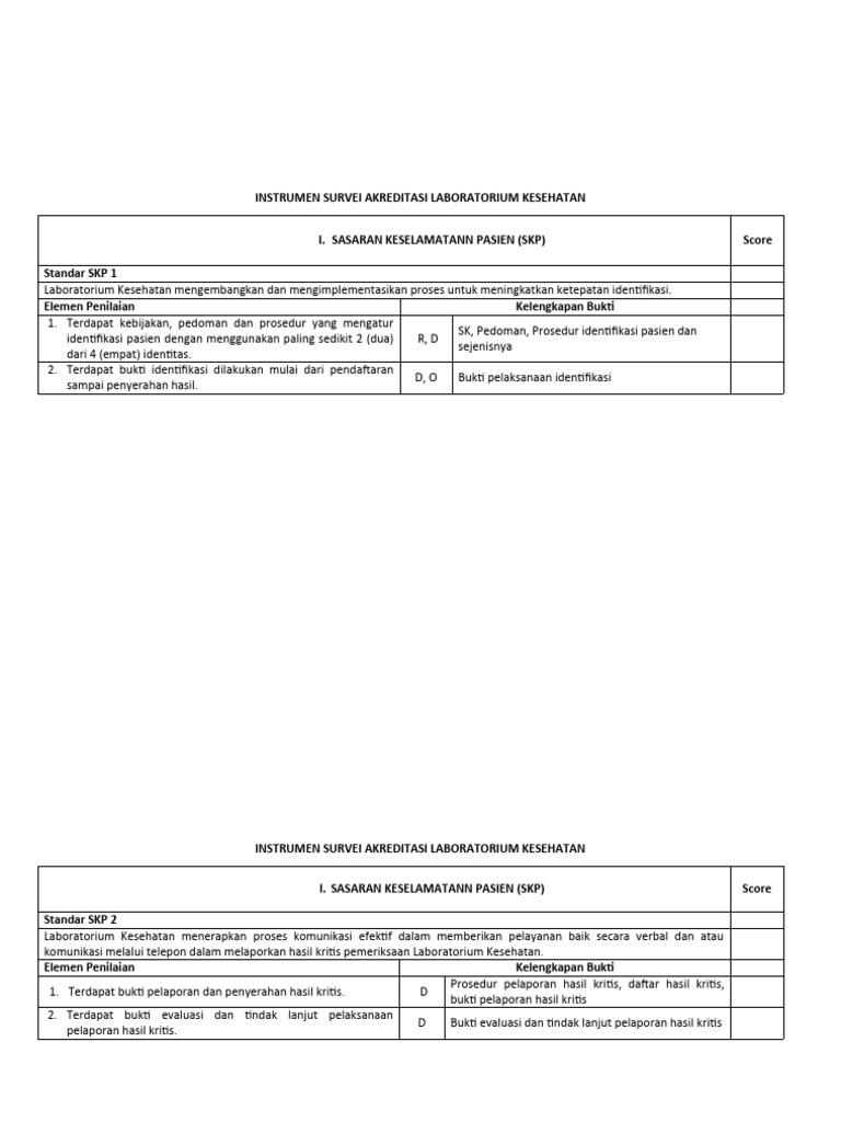 Penilaian Pemenuhan Standar Akreditasi Laboratorium Kesehatan | PDF | Sains & Matematika