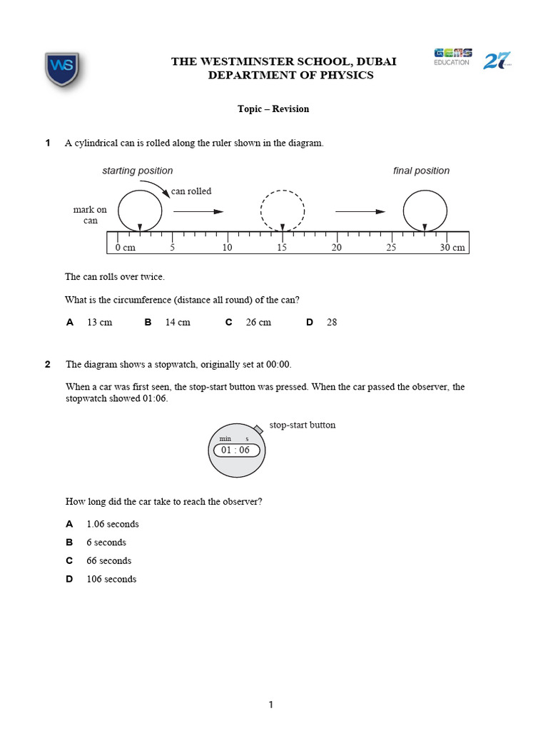 Revision - Length Time | PDF | Length | Metrology
