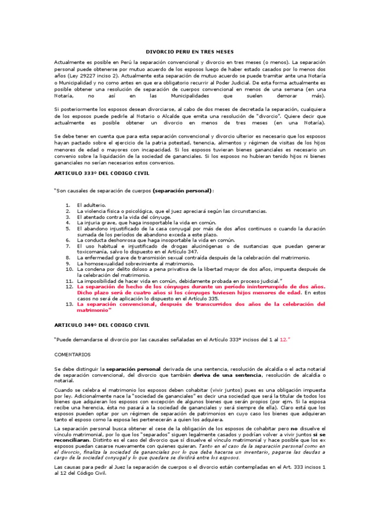 Divorcio Peru en Tres Meses | PDF