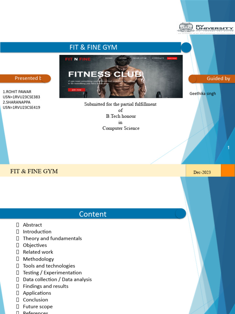 Fit & Fine Gym Project Report | PDF | Social Media | Popular Culture ...