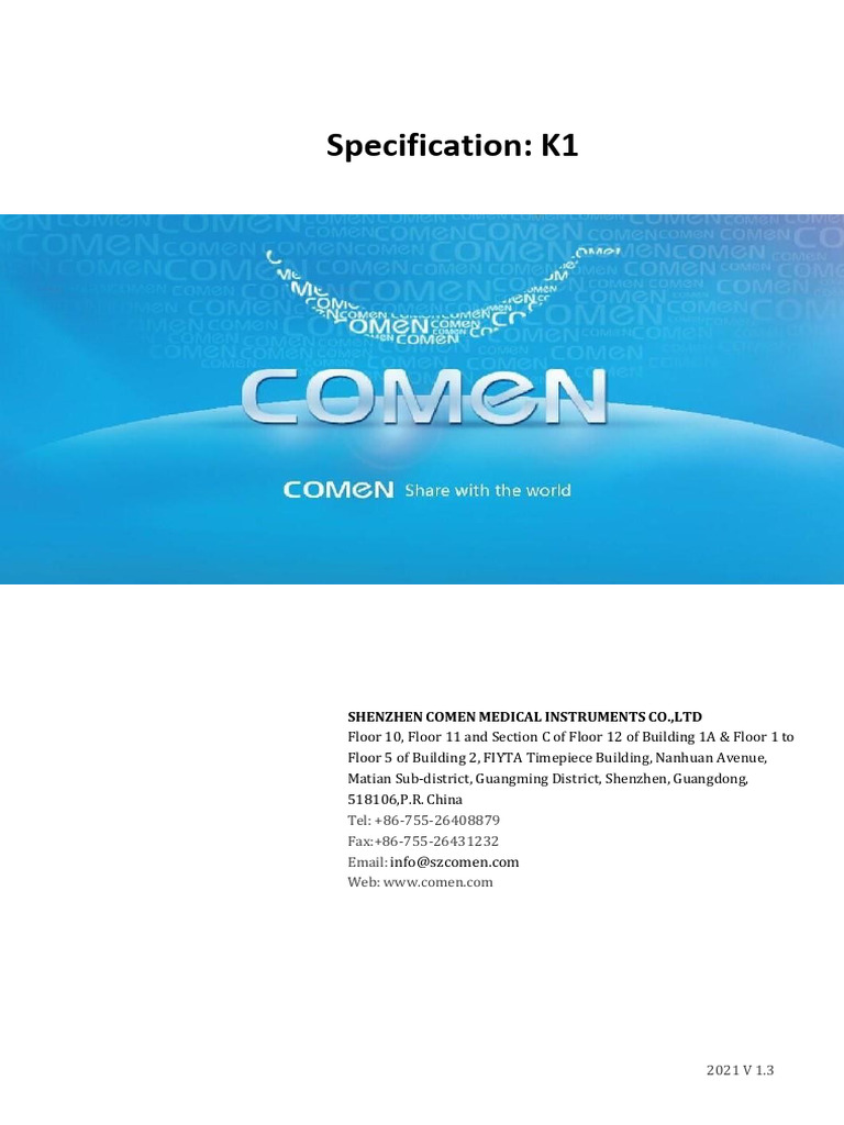 K1 COMEN Transport Monitor Specification V1.6 2023.2.2 | PDF | Blood Pressure | Electrocardiography